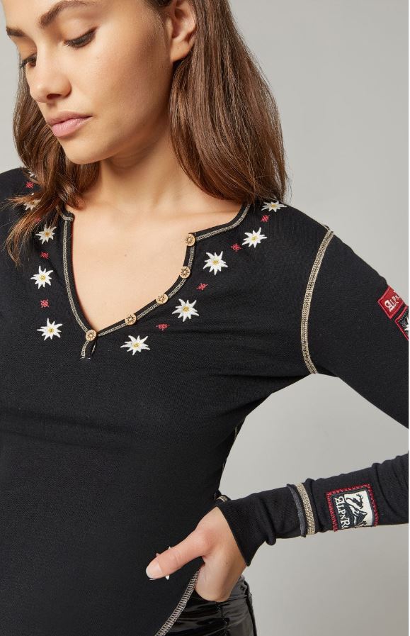 Signature "Alpen Schatz" Swiss Henley - Black